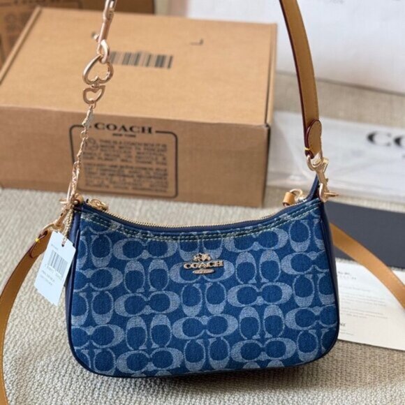 Coach | Bags | Coach Blue Monogram Grabandgo Shoulder Bag | Poshmark